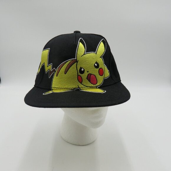 Nintendo | Accessories | Pokemon Snapback Hat Pikachu Black Cap ...